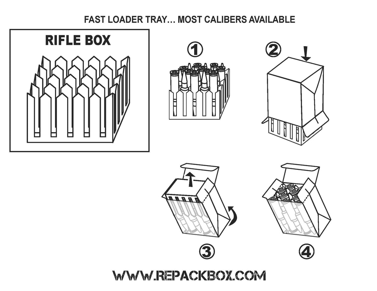 3 SAMPLE BOXES - RIFLE CALIBERS - Holds 30 or 20 Rounds – REPACKBOX